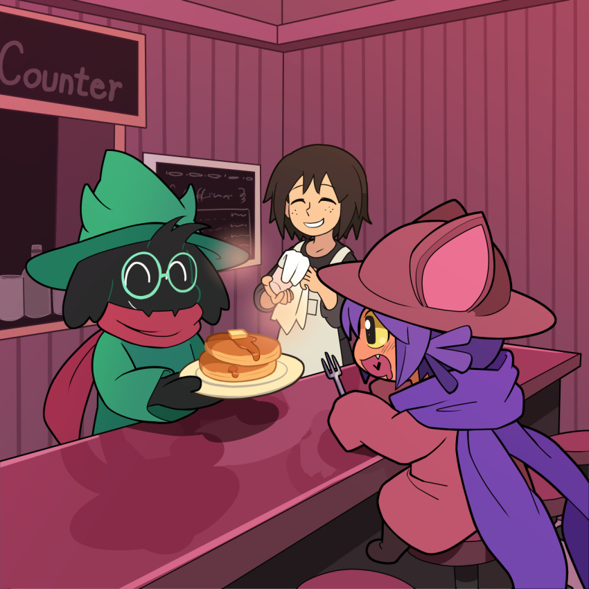 Safebooru - 1other 2boys animal hat apron black fur blue hair blue ...