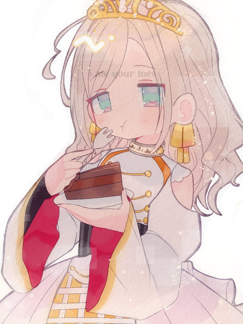 Safebooru - 1girl bare shoulders blue eyes buttons cake cake slice ceras yanagida lilienfeld ...