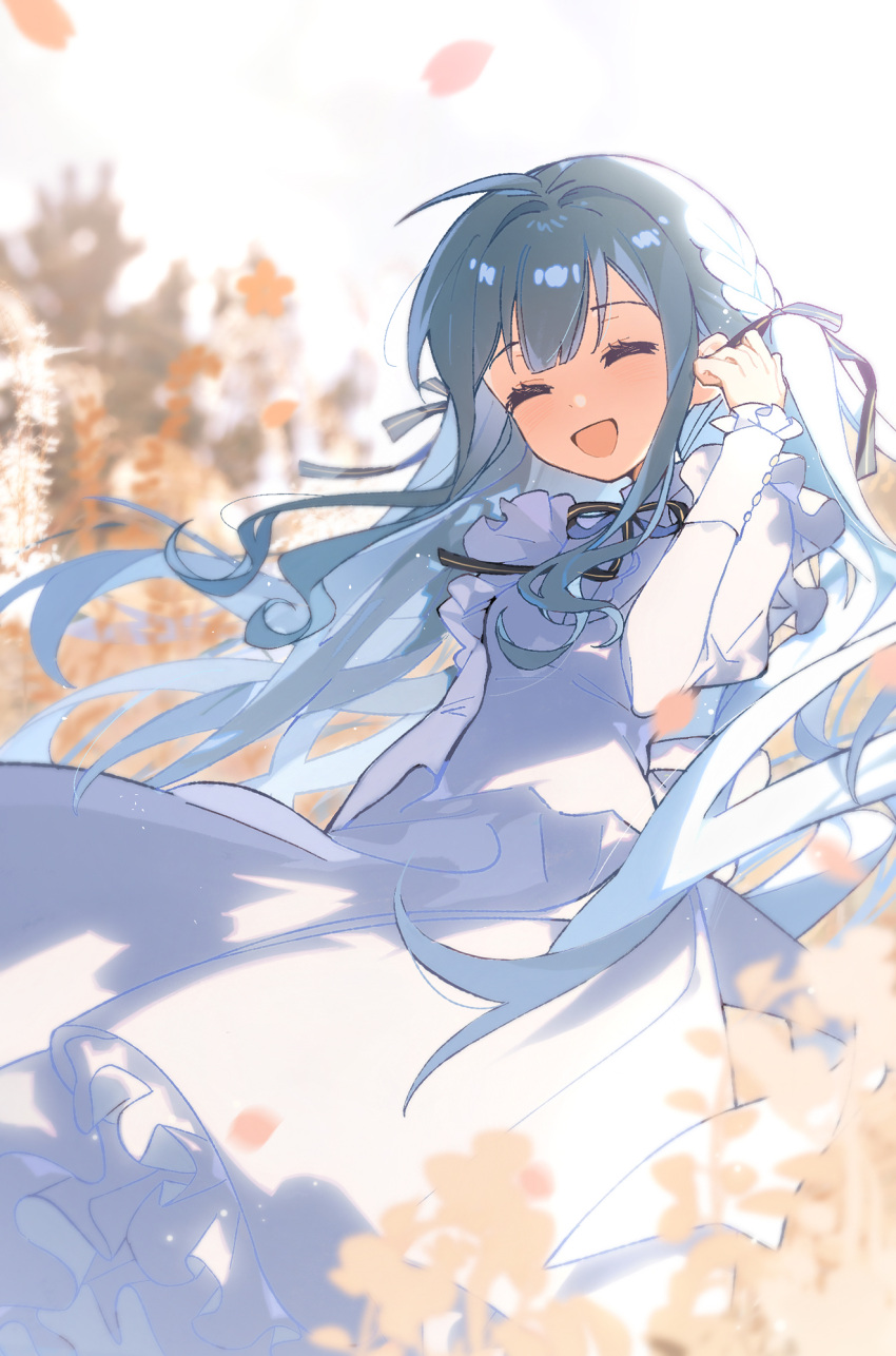 Safebooru - 1girl bang dream! bang dream! it's mygo!!!!! black ribbon blue hair closed eyes ...