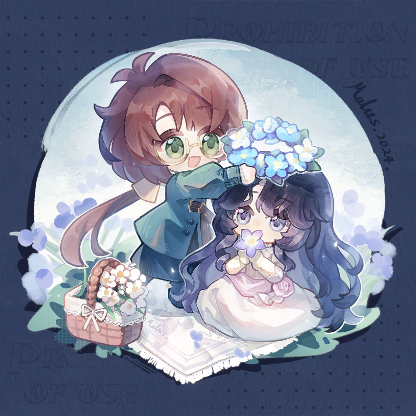 Safebooru - :d artist name black hair black skirt blue background blue ...