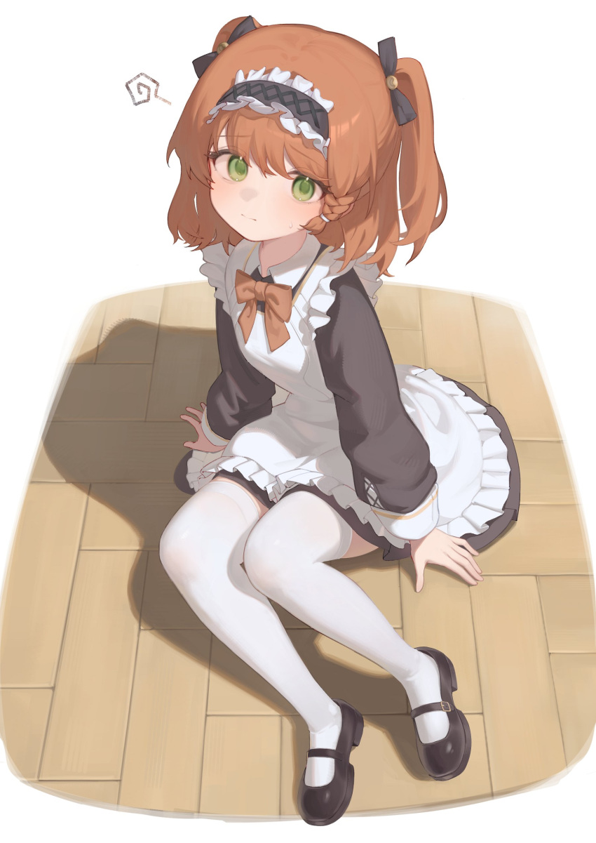 Safebooru - 1girl absurdres aged down apron asymmetrical sidelocks black bow black dress black ...