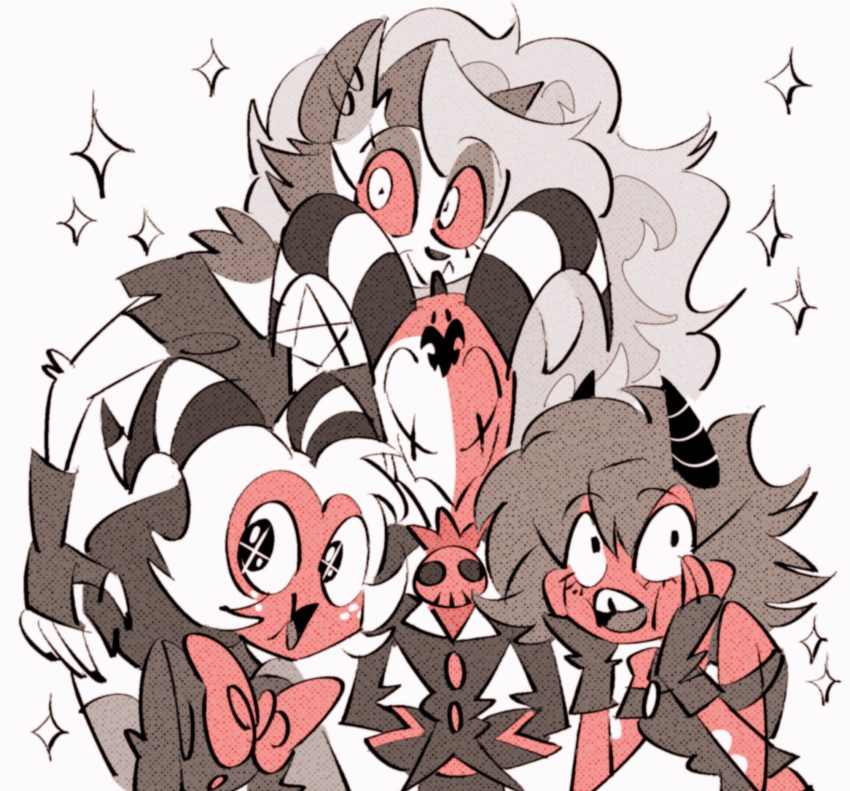 Safebooru - 2boys 2girls animal ears blitzo (helluva boss) colored skin demon boy demon girl ...