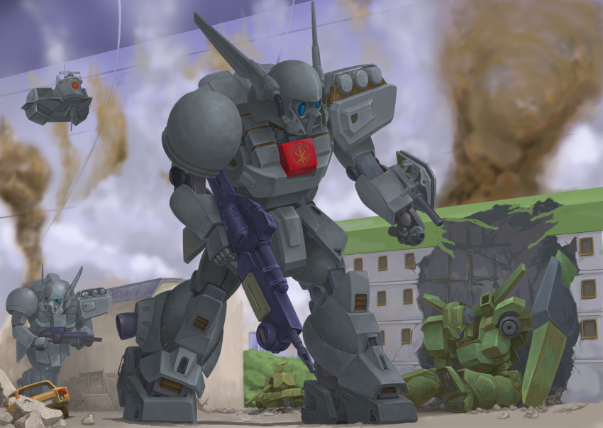 Safebooru - after battle aircraft beam rifle building car commentary ...