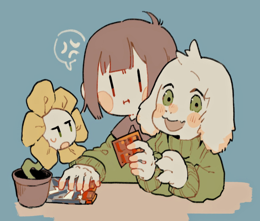 Safebooru - 1other 2boys anger vein artistlove knm asriel dreemurr blue ...