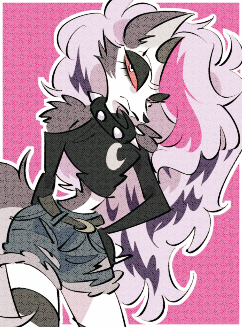 Safebooru - black shorts crop top demon girl dog girl dog tail hand on own hip helluva boss ...