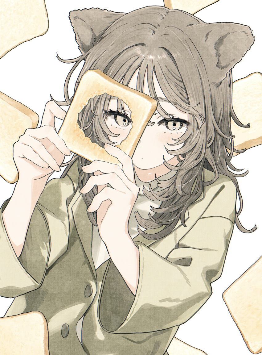 Safebooru - 1girl absurdres animal ears blush bread bread slice brown eyes brown hair brown ...