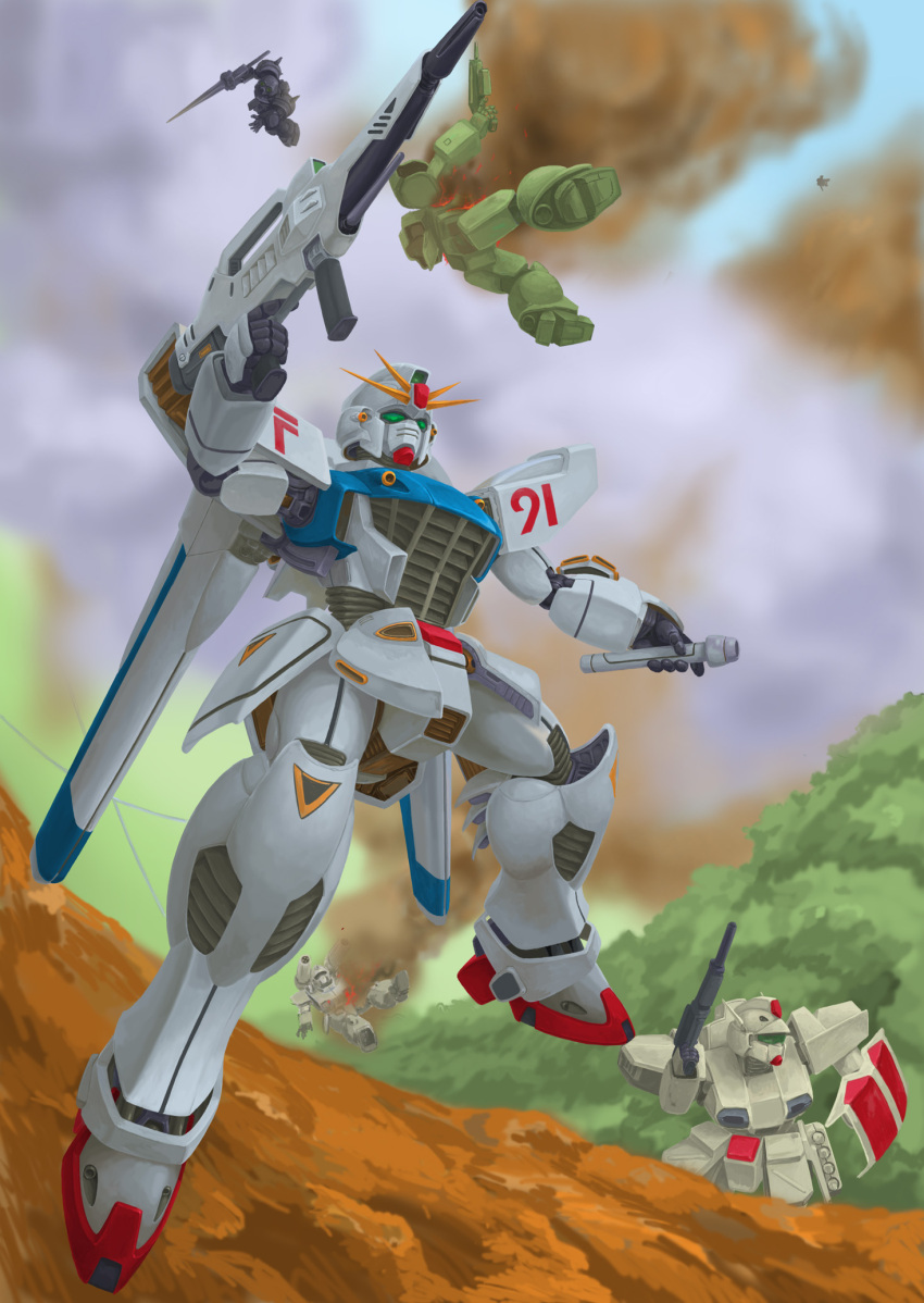 Safebooru - battle beam rifle character name crossbone vanguard damaged ...