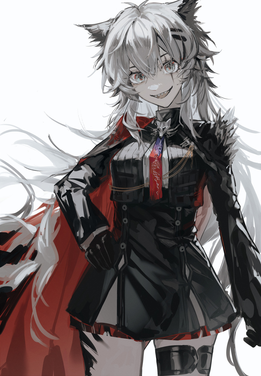 Safebooru - 1girl absurdres animal ears arknights bolo tie cape chinese ...