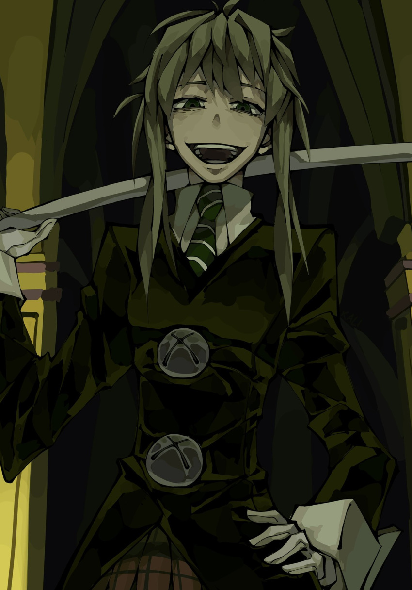 Safebooru - 1girl blonde hair commentary crazy eyes crazy smile empty ...