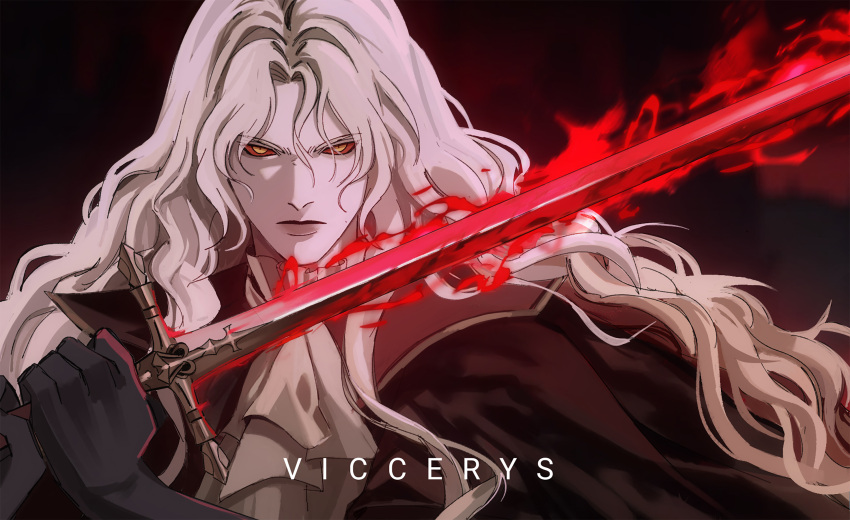 Safebooru - 1boy alucard (castlevania) artist name ascot black background black gloves black ...