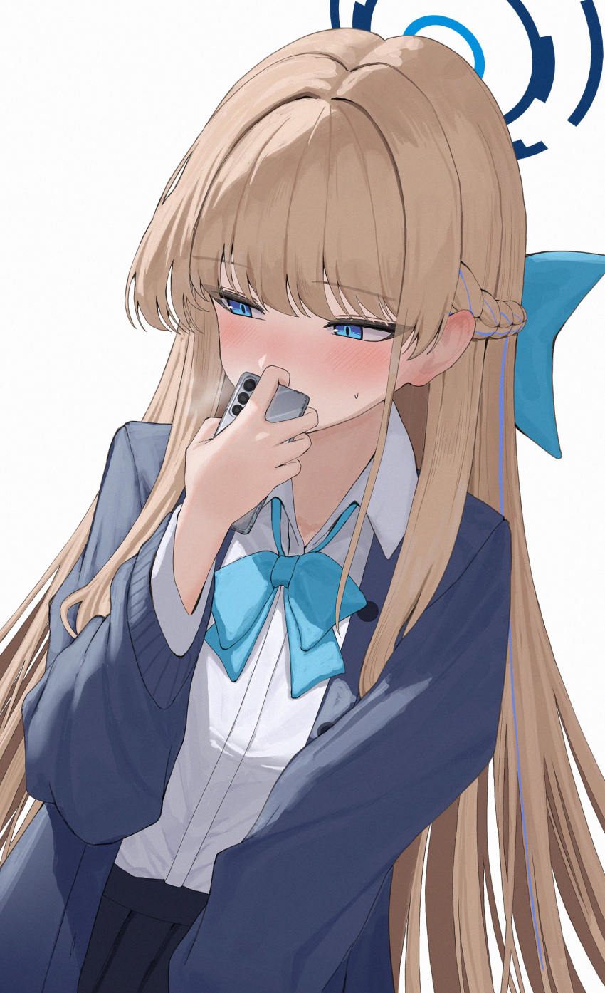 Safebooru - 1girl absurdres blonde hair blue archive blue bow blue bowtie blue cardigan blue ...