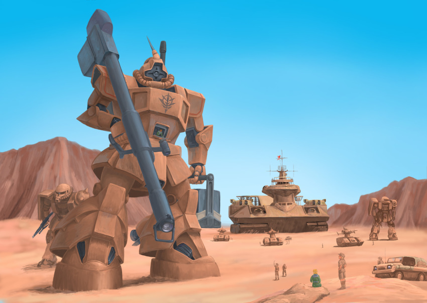 Safebooru - army bazooka (gundam) blue sky commentary request desert ...