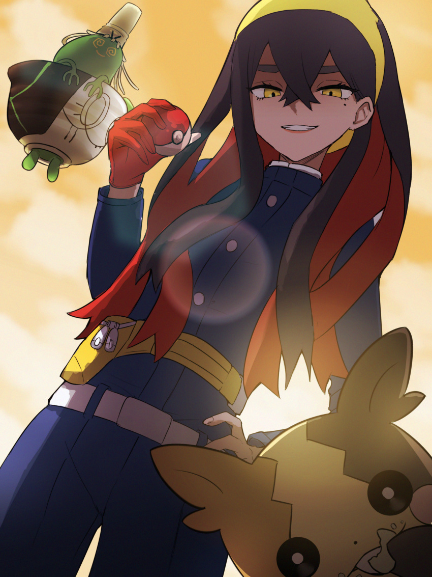 Safebooru - 1girl absurdres black hair blue jacket blue pants blueberry academy school uniform ...