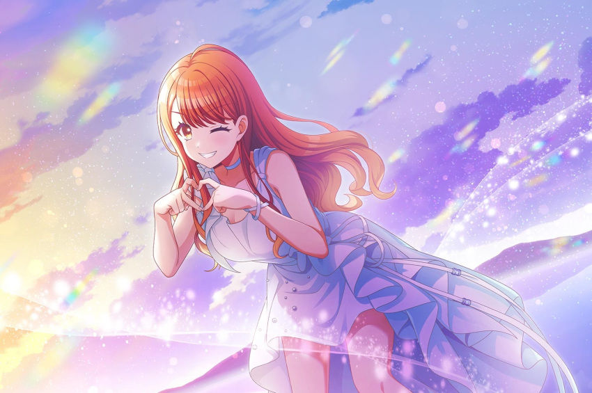 Safebooru - d4dj dress long hair orange eyes orange hair seto rika ...