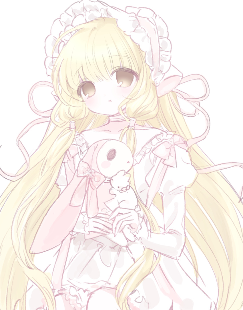 Safebooru - 1girl atashi (chobits) blonde hair bonnet brown eyes chii ...