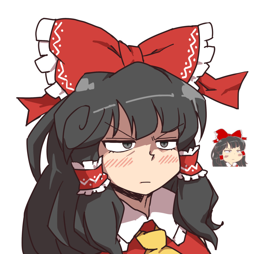 Safebooru - annoyed ascot black eyes black hair bow gyate gyate hair ...
