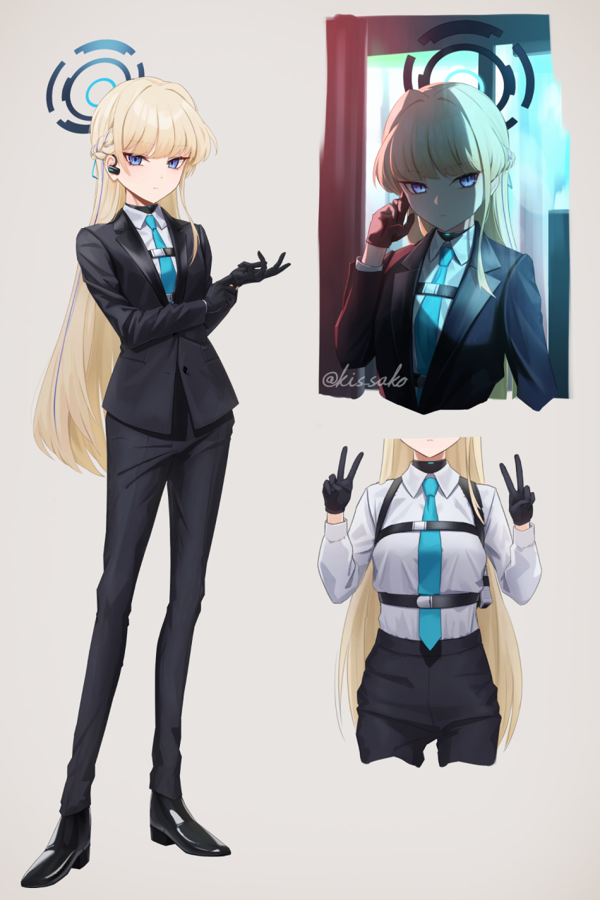 Safebooru - 1girl alternate costume black gloves black jacket black pants black shoes black suit ...