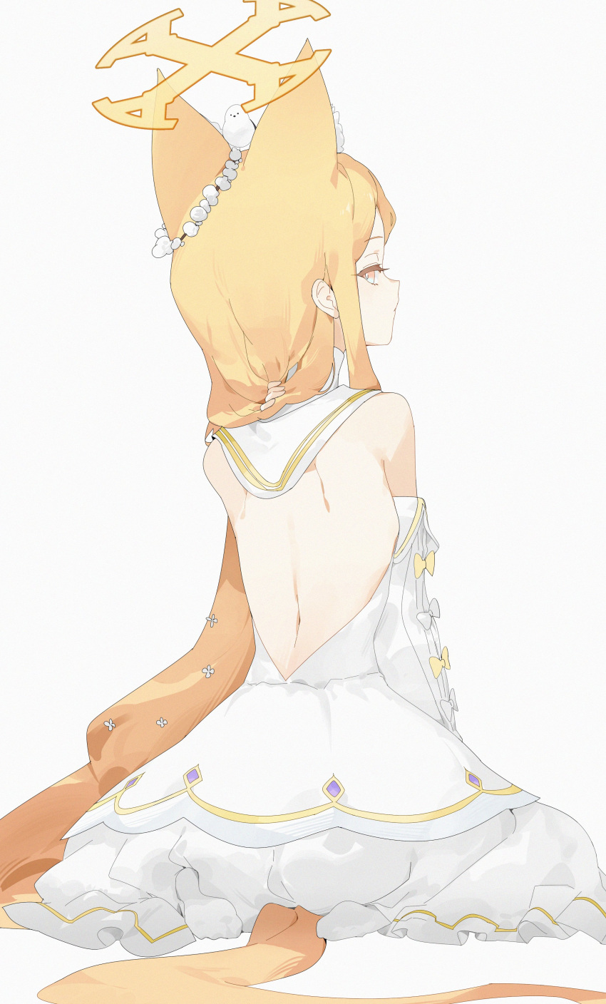 Safebooru - 1girl absurdres animal ear fluff animal ears bird blonde hair blue archive cross ...