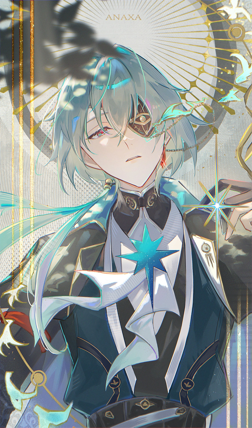 Safebooru - 1boy absurdres anaxa (honkai: star rail) armor ascot belt black gloves black jacket ...