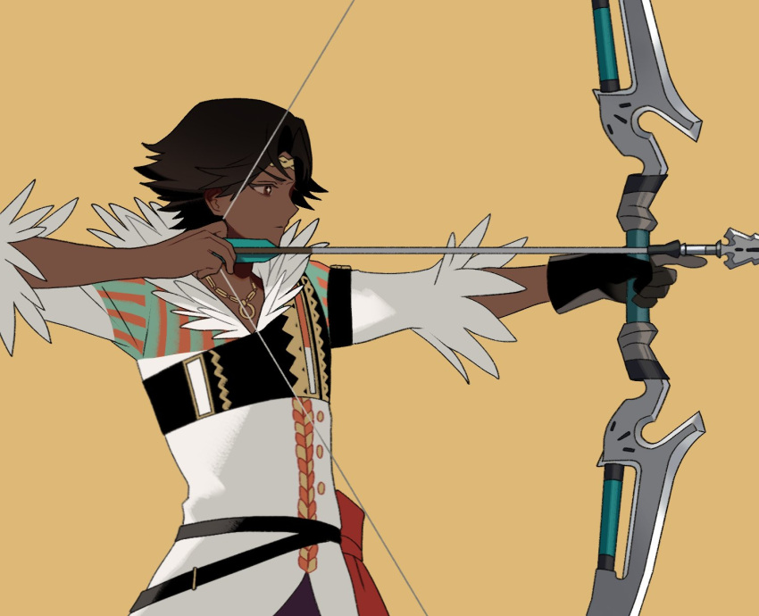 Safebooru - 1boy aiming arrow (projectile) black gloves bow (weapon ...