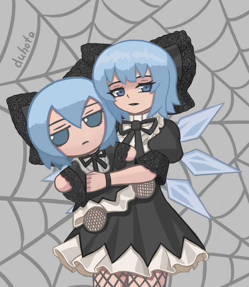 Safebooru - 1girl absurdres black bow black dress blue eyes blue hair bow cirno detached wings ...