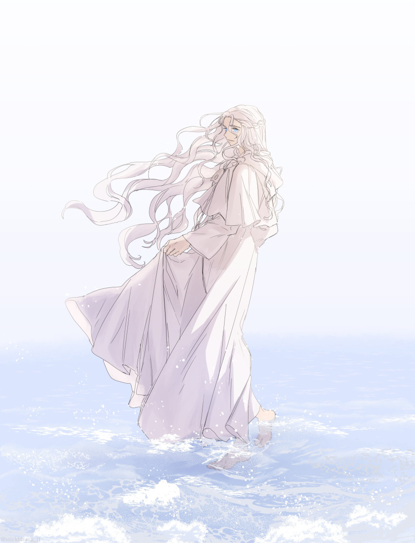 Safebooru - 1girl absurdres barefoot blue eyes capelet final fantasy ...
