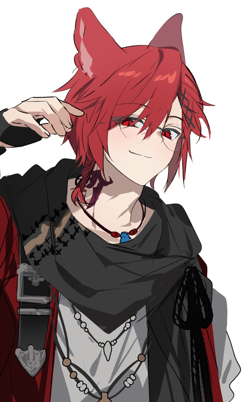 Safebooru - 1boy animal ears archon mark bespectacled black scarf cat boy cat ears churubyjain ...