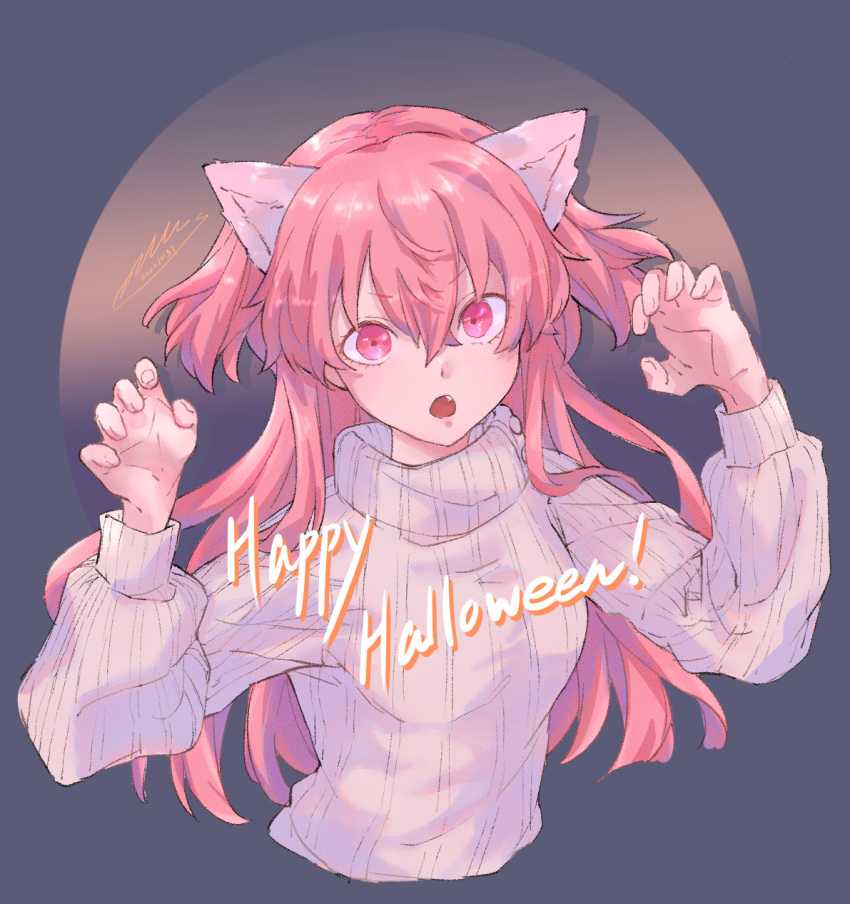 Safebooru - 1girl :o animal ears cat ears claw pose commentary request ...