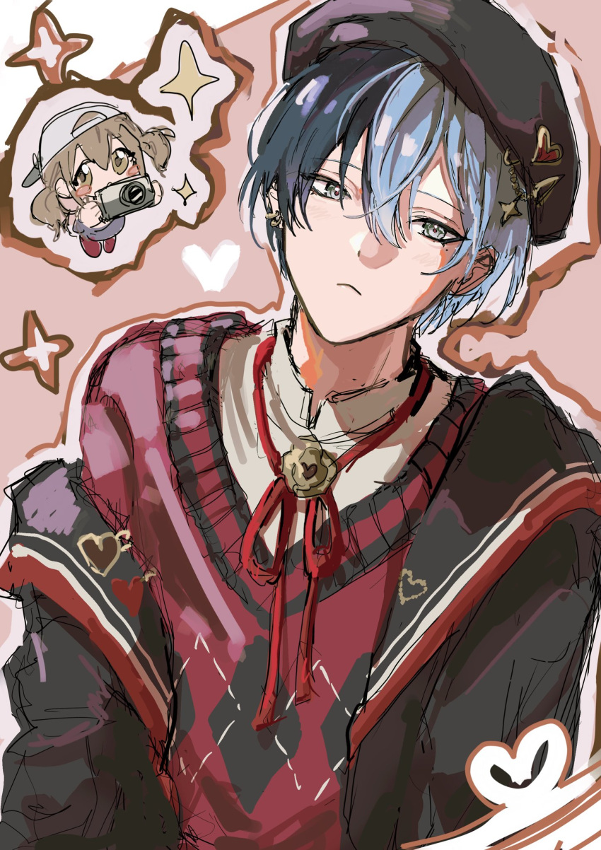 Safebooru - 1boy 1girl a643278 aoyagi touya azusawa kohane bad id bad twitter id beret black hat ...