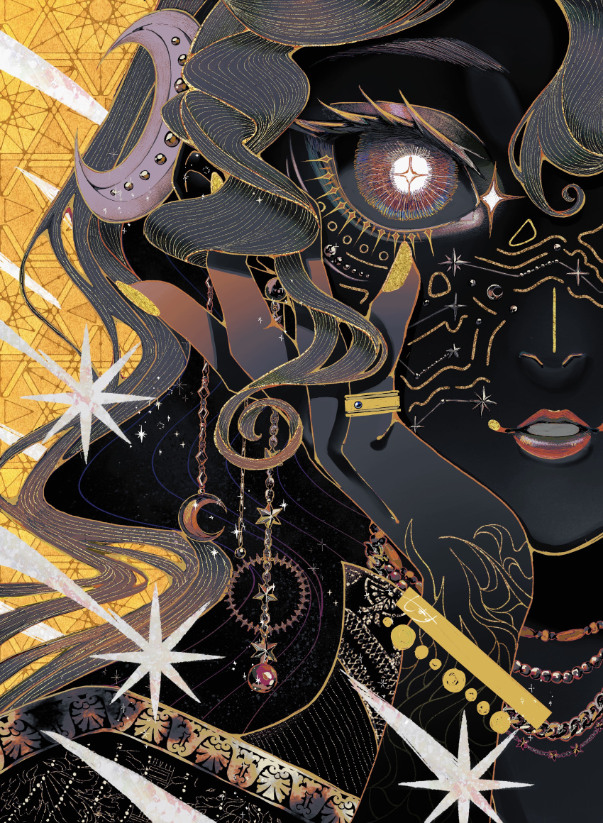 Safebooru - + + abstract absurdres bead necklace beads black skin colored skin crescent crescent ...