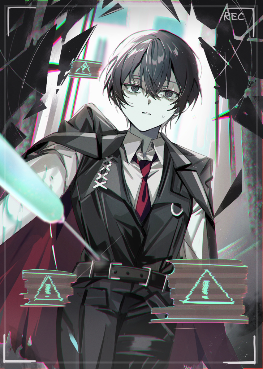 Safebooru - 1boy absurdres belt black coat black hair black pants black vest coat coat on ...