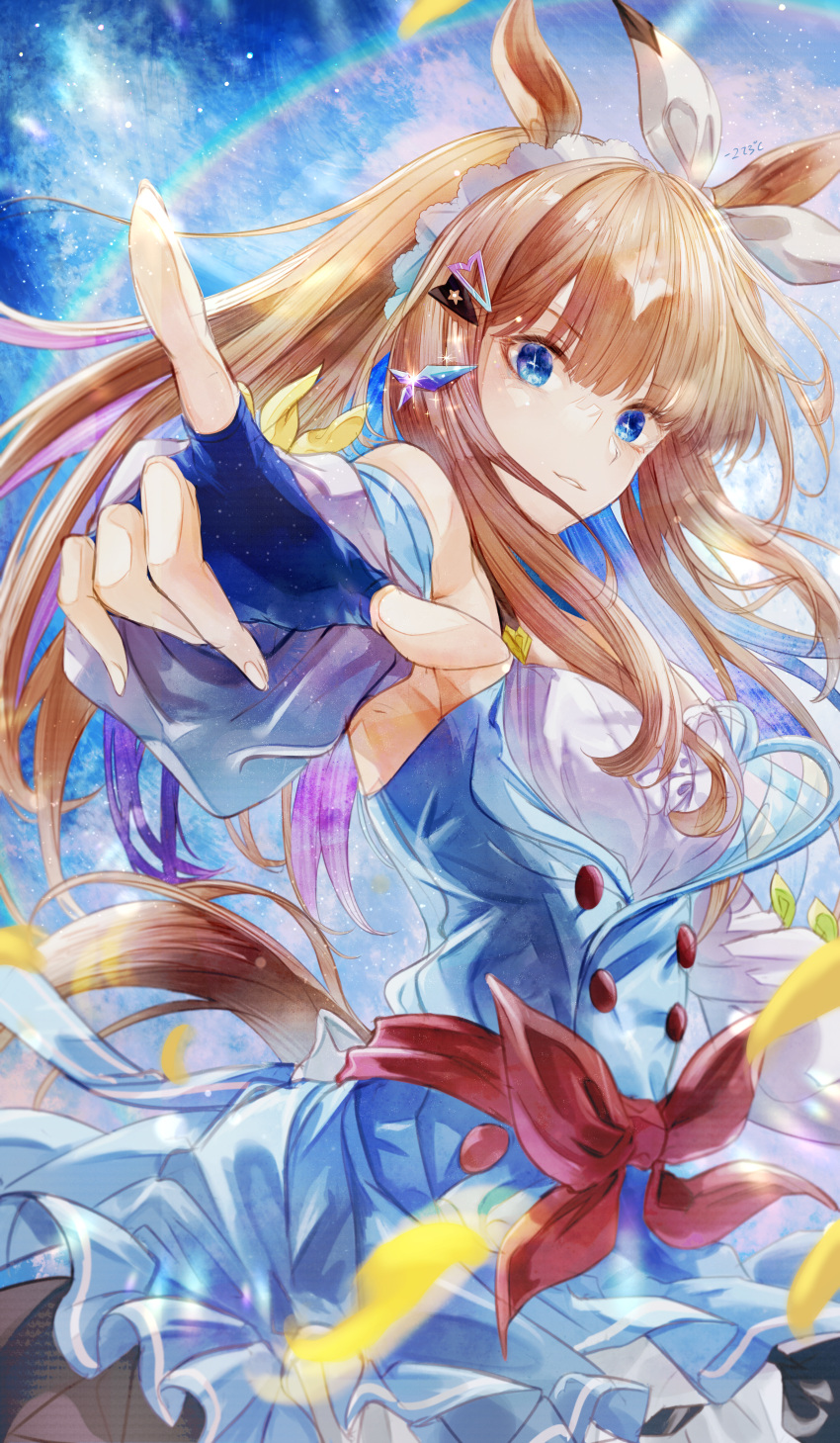 Safebooru 1girl Absurdres Almond Eye Umamusume Armpits Blue Eyes 3030