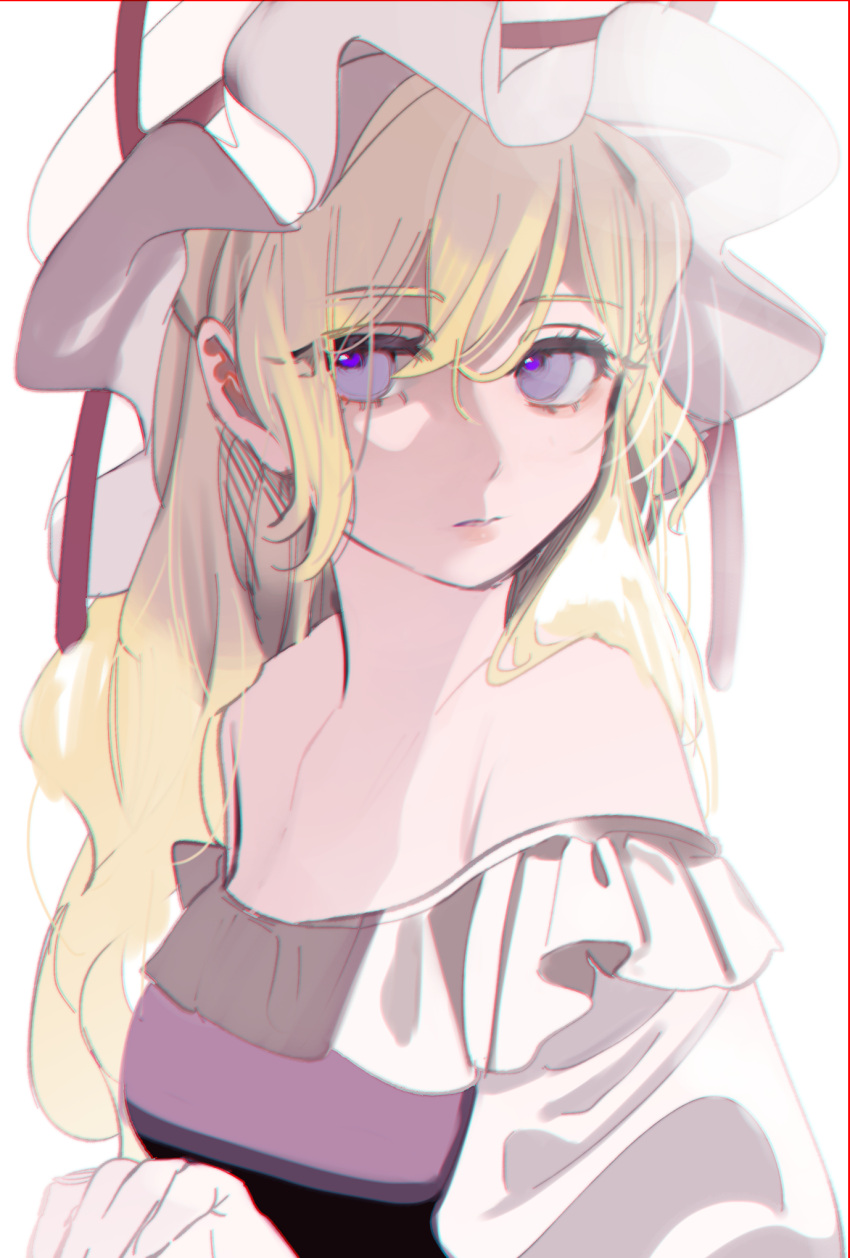 Safebooru - 1girl alternate costume bare shoulders blonde hair breasts closed mouth dress ...