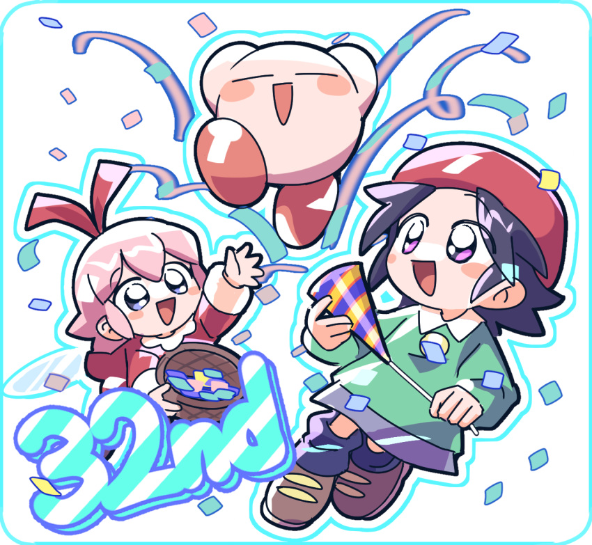 Safebooru - 1boy 2girls adeleine anniversary basket beret blush brown ...