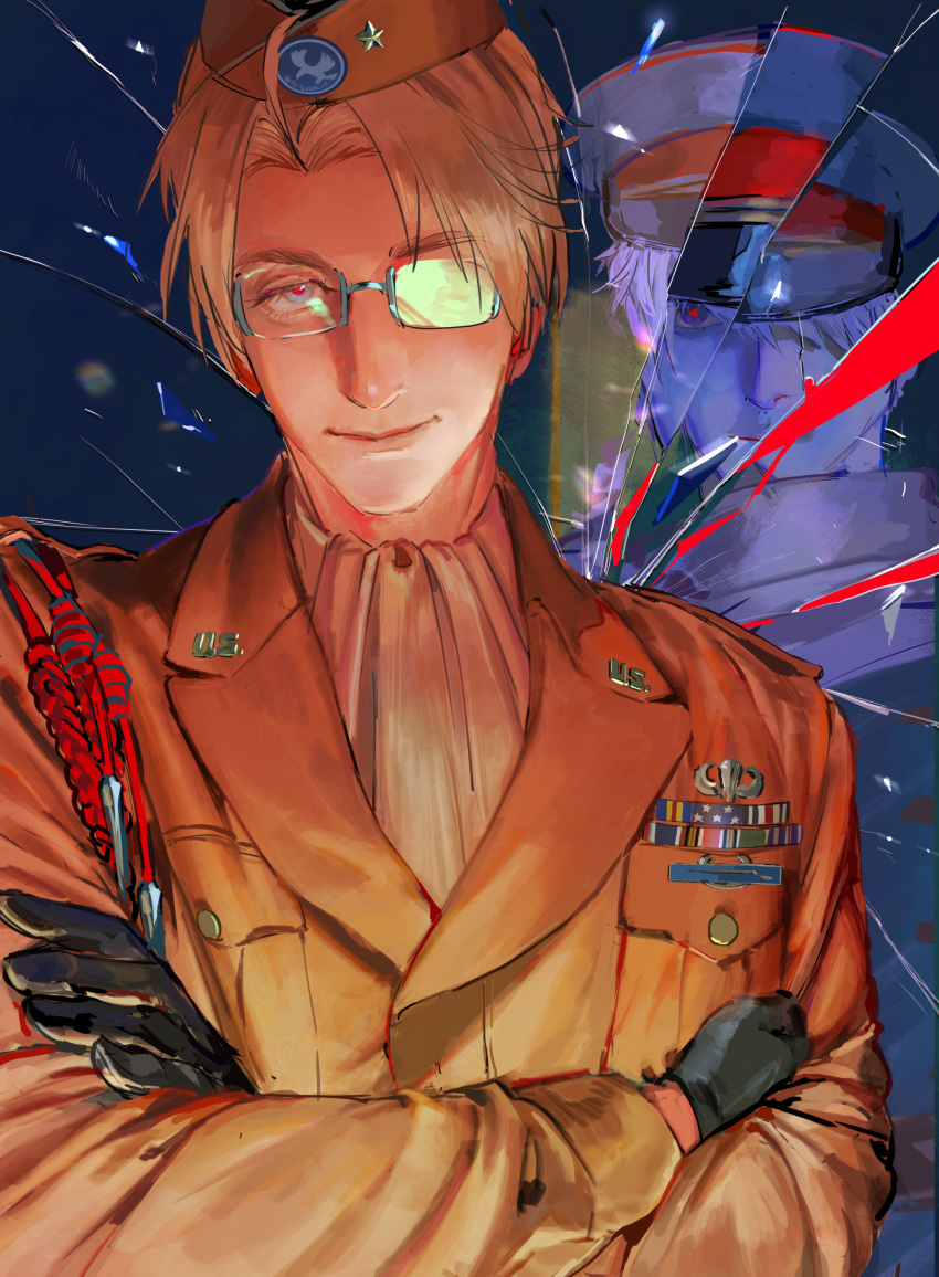 Safebooru - 2boys absurdres ahoge america (hetalia) axis powers hetalia black gloves blonde hair ...