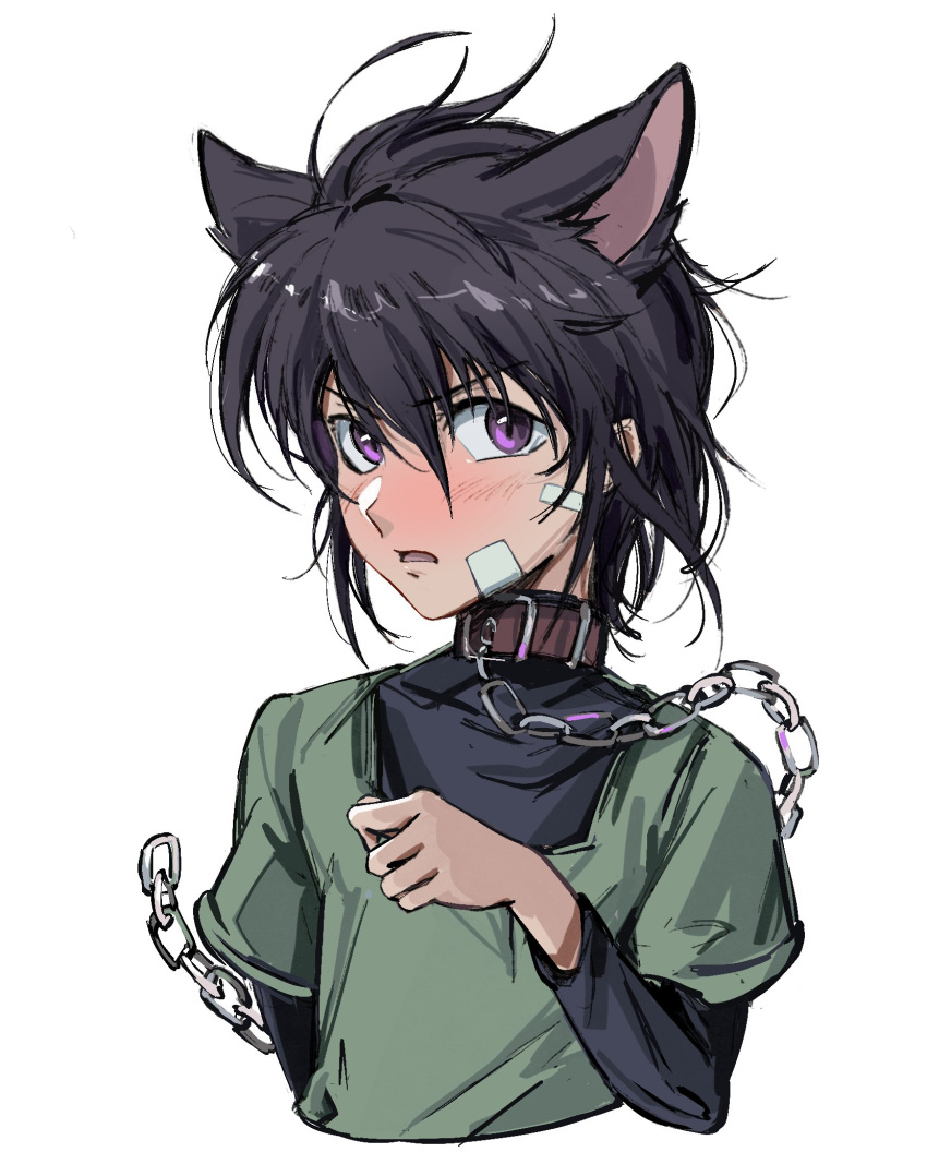Safebooru - 1boy animal ears aoyagi ritsuka bandage on face bandages black hair black undershirt ...