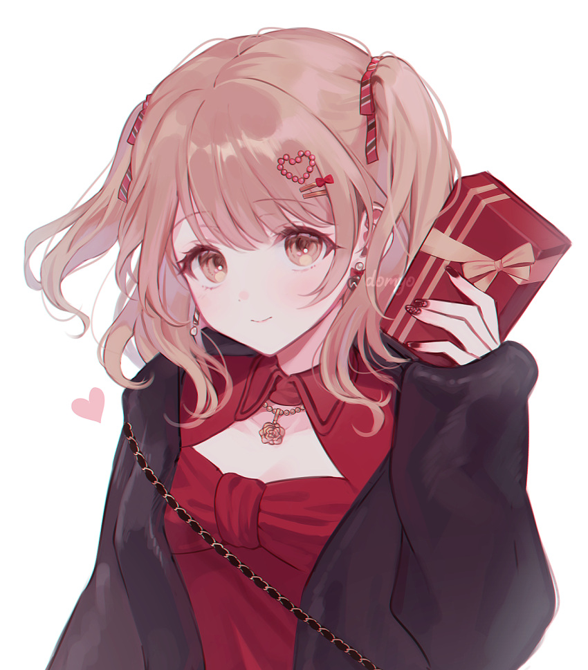 Safebooru - 1girl azusawa kohane bag black jacket blush bow box brown bow brown eyes brown hair ...