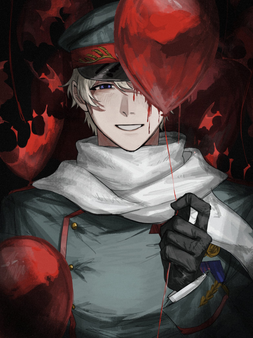 Safebooru - 1boy axis powers hetalia balloon benishake8 black background black gloves blonde ...