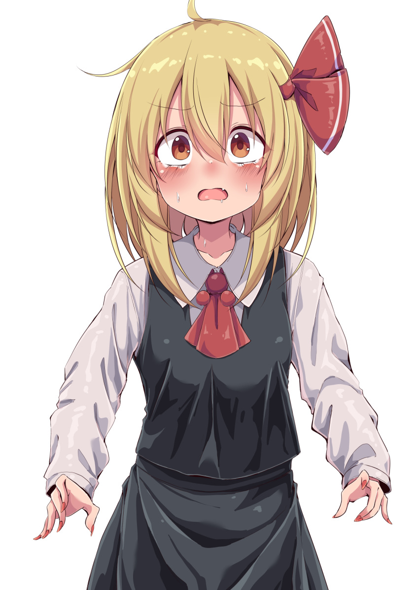 Safebooru - 1girl ascot black skirt black vest blonde hair blush collared shirt commentary ...