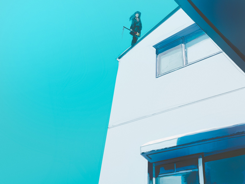 Safebooru - 1girl aqua hair aqua serafuku aqua shirt aqua skirt aqua ...