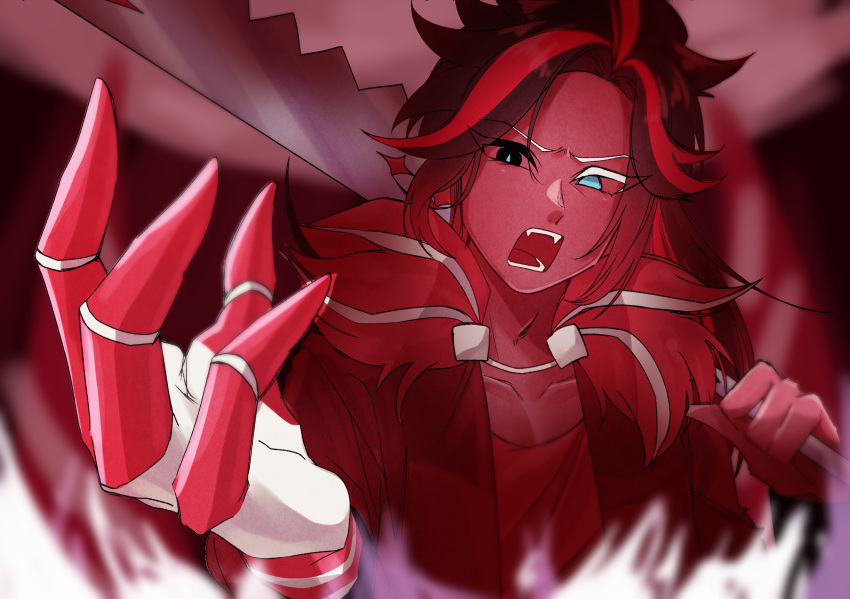 Safebooru - 1boy black gloves blue eyes claws colored sclera colored ...