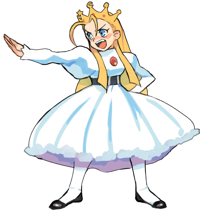 Safebooru - 1girl arm behind back black shoes blonde hair blue eyes ...