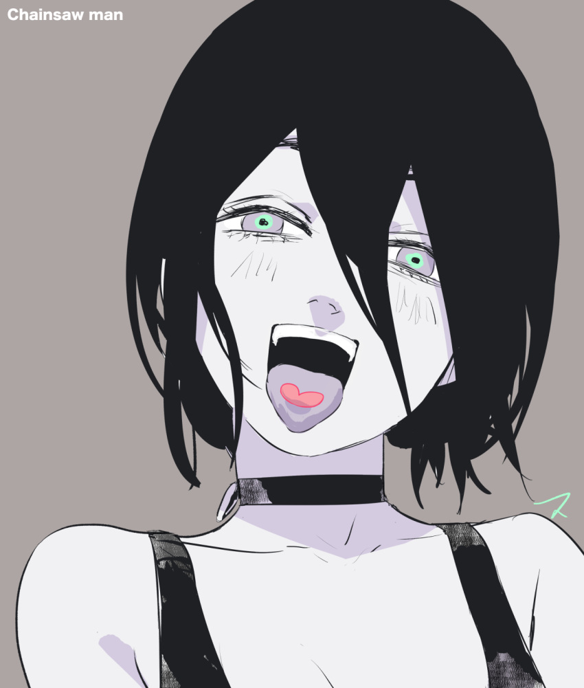 Safebooru - 1girl black choker black hair chainsaw man choker commentary copyright name green ...