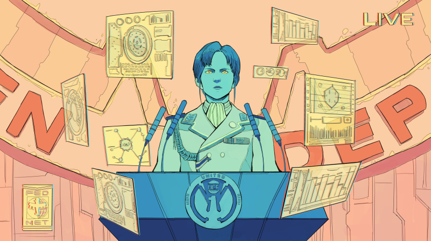 Safebooru - 1girl absurdres amy snapp arms at sides ascot buttons ...