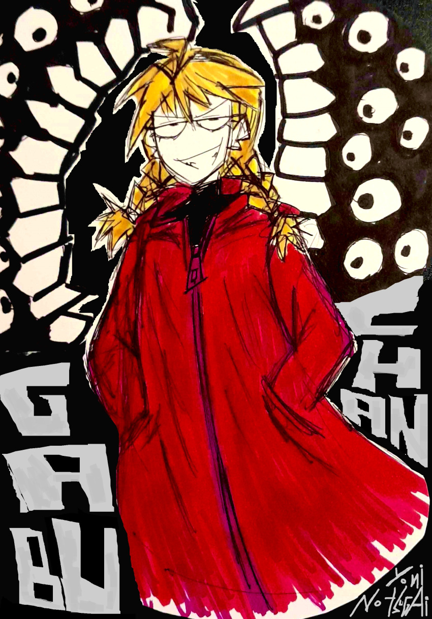 Safebooru - 1girl absurdres black background blonde hair braid clenched ...