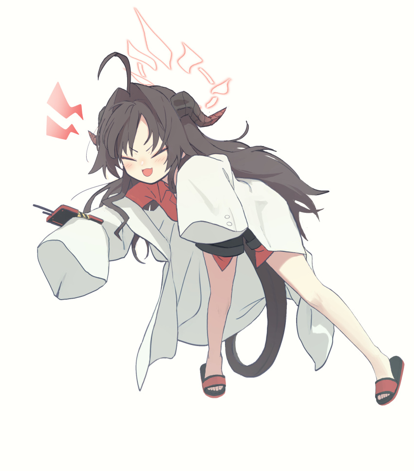 Safebooru - 1girl absurdres ahoge black hair blue archive closed eyes demon girl demon horns ...