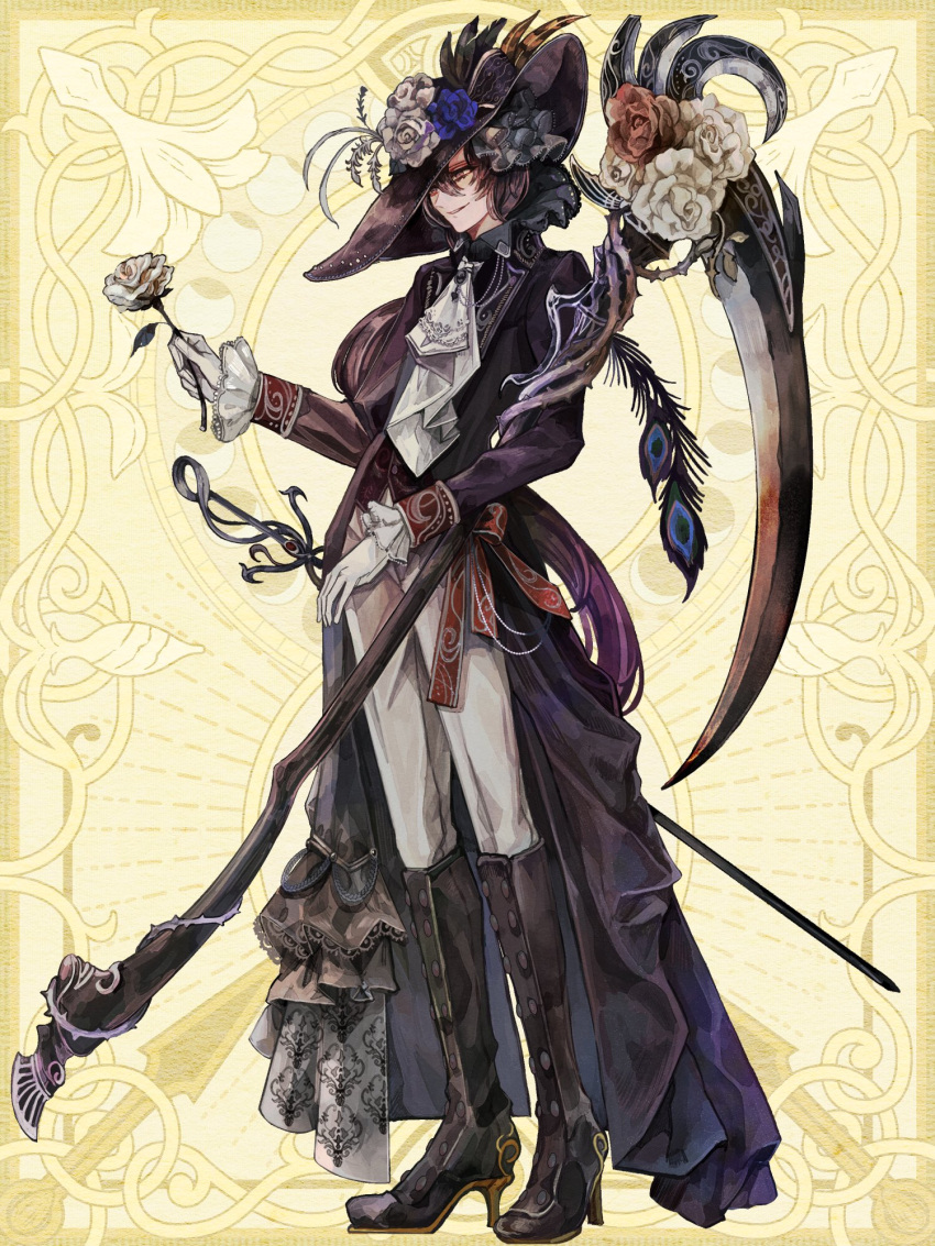 Safebooru - 1boy ascot ashioka kuraco black boots black coat black hair ...