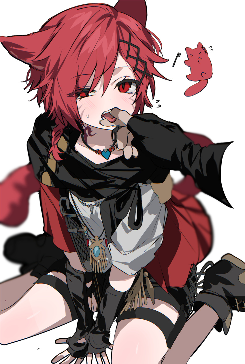 Safebooru - 1girl absurdres animal ears ankle boots archon mark black boots black gloves black ...