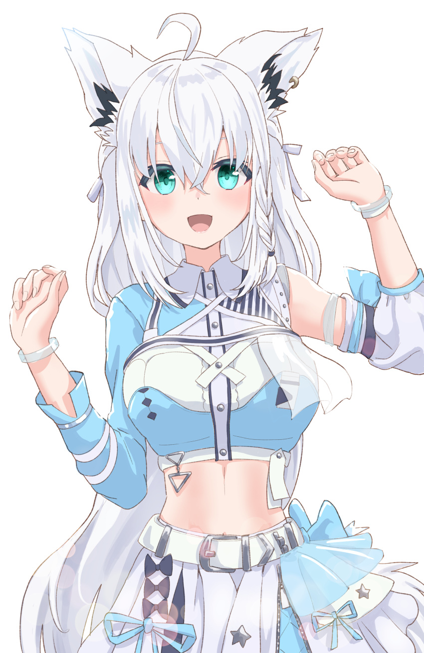 Safebooru - 1girl absurdres ahoge animal ear fluff animal ear piercing animal ears aqua eyes ...