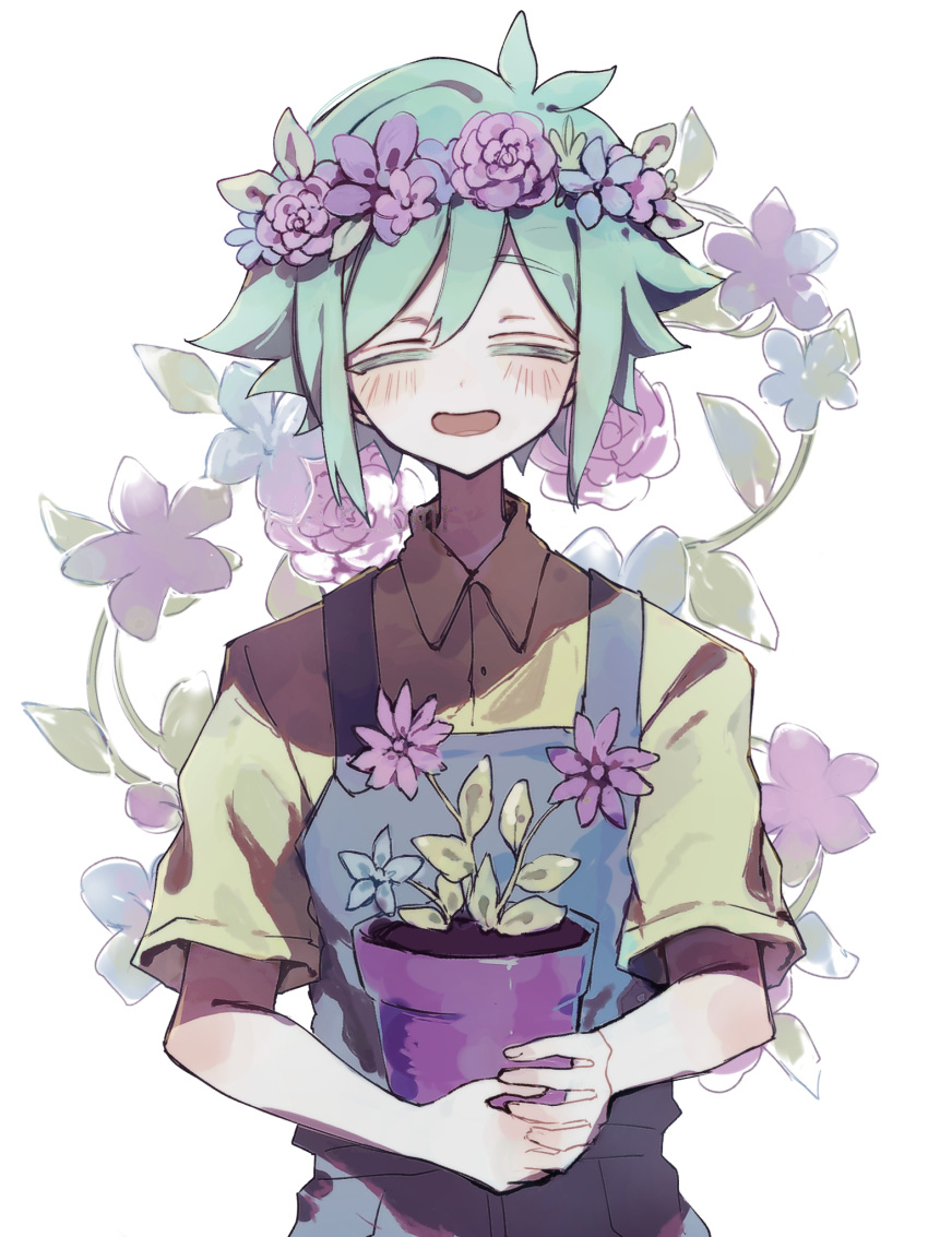 Safebooru - 1boy basil (headspace) (omori) basil (omori) blue overalls ...